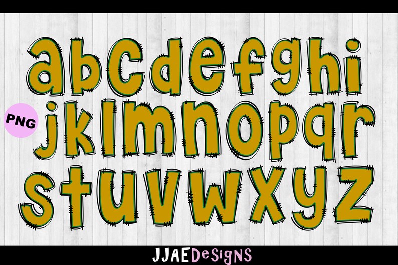 Green & Gold Alphabet PNG Letters, Doodle Letters PNG Letters, Green ...