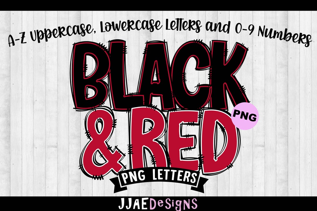 Red & Black Doodle Alphabet PNG Letters, Doodle Letters PNG Letters ...