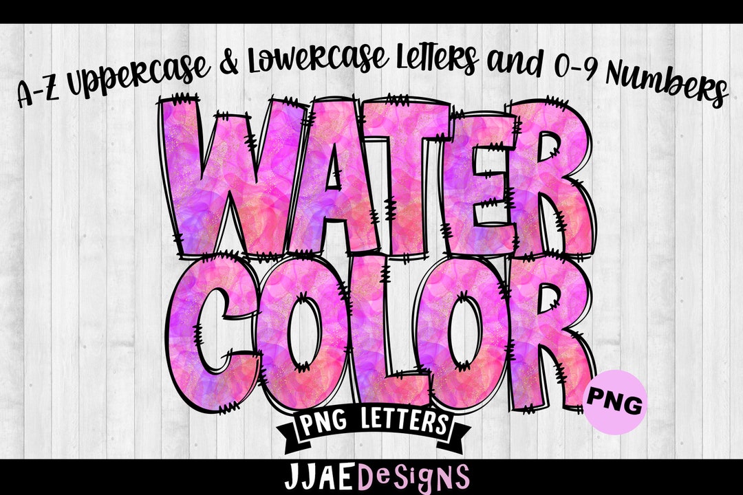 Watercolor PNG Letters, Pink Purple Doodle Sublimation Alphabet, Pink ...