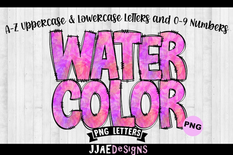 Watercolor PNG Letters, Pink Purple Doodle Sublimation Alphabet, Pink ...
