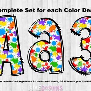Paint Doodle Letters, Colorful Doodle Sublimation Alphabet Bundle ...