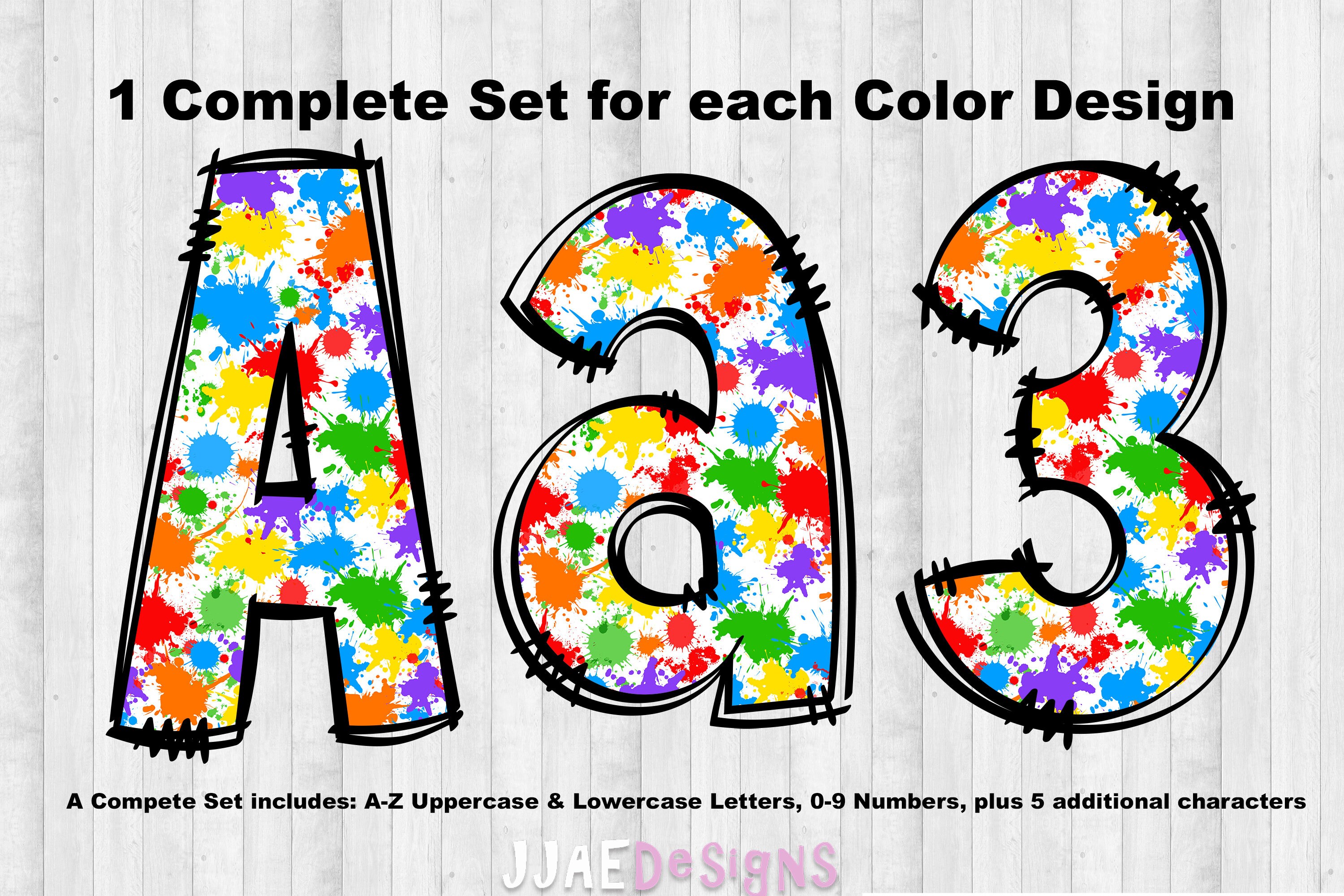 Paint Doodle Letters, Colorful Doodle Sublimation Alphabet Bundle ...