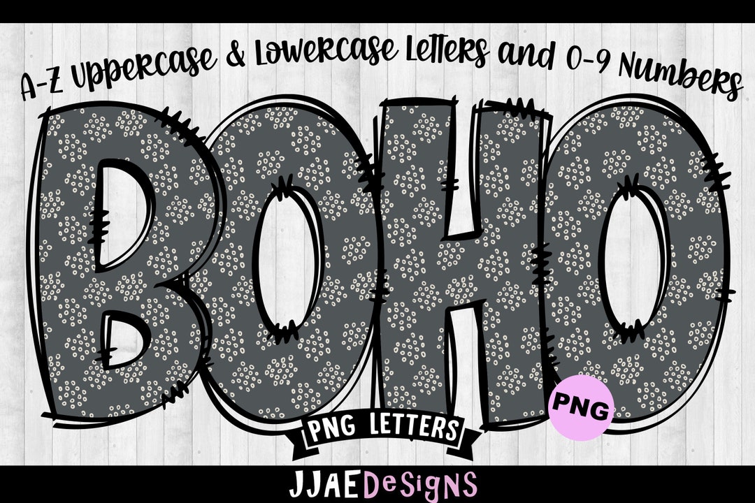 Boho Doodle Letters, Boho Doodle Sublimation Alphabet Bundle, Boho ...