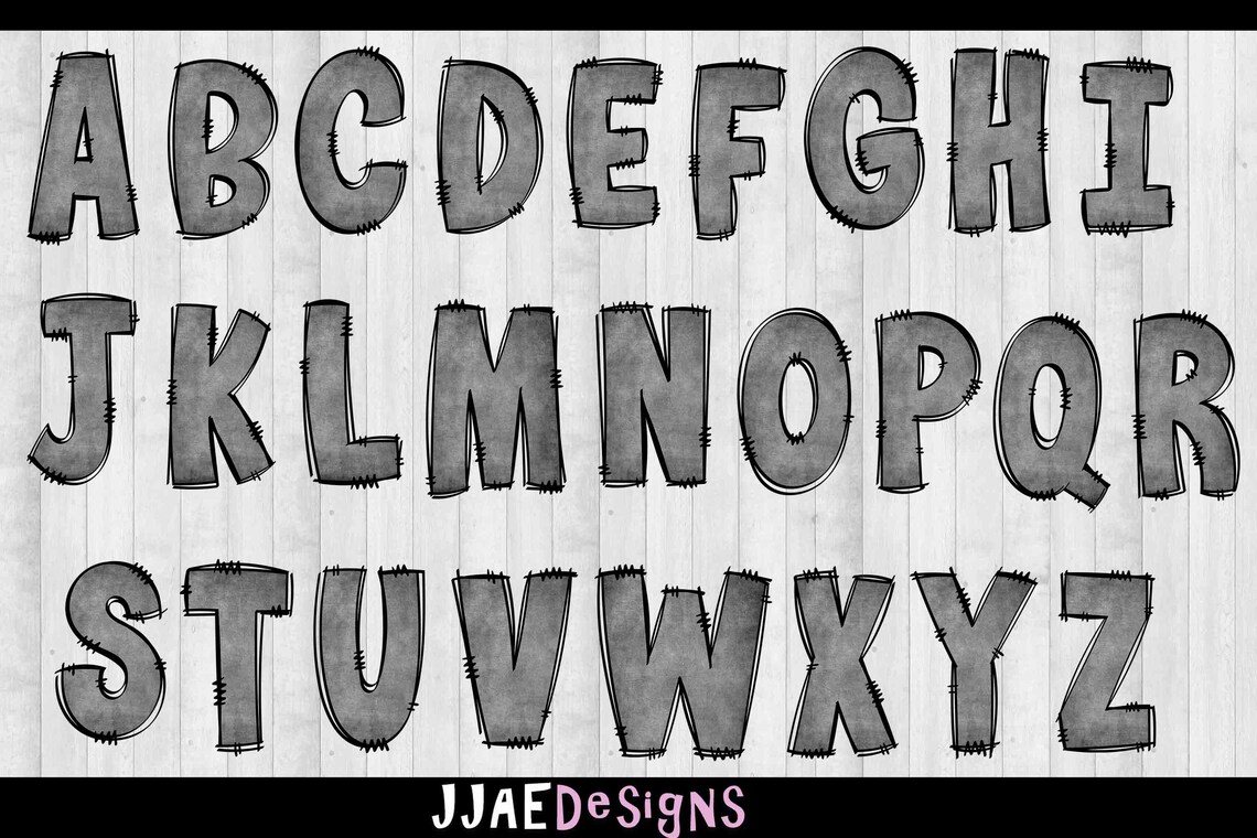 Dark Grey PNG Letters Halloween Sublimation Alphabet Bundle - Etsy