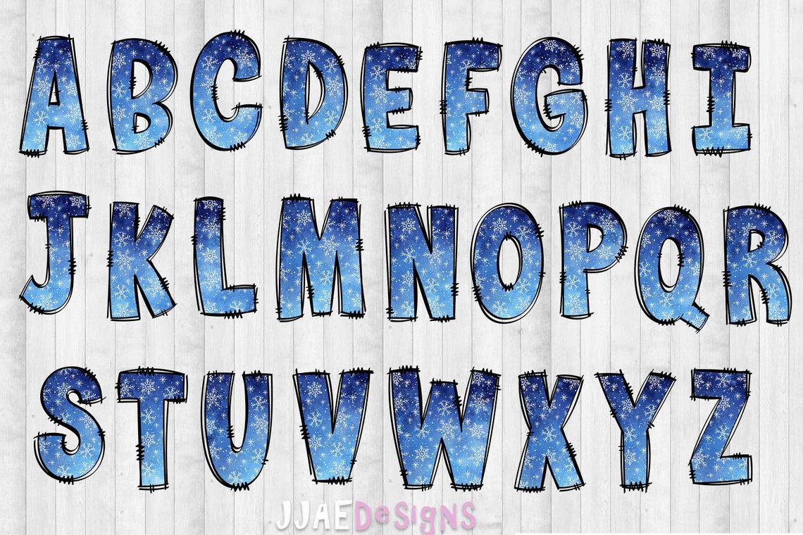 Christmas Alphabet PNG Letters Winter Snowflake Doodle - Etsy