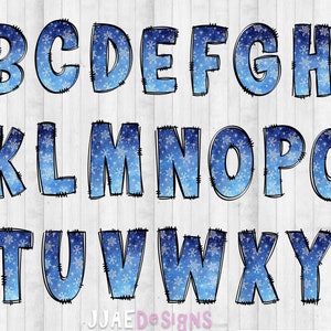 Christmas Alphabet PNG Letters, Winter Snowflake Doodle Letters PNG ...