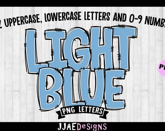 Blue PNG Letters, Doodle Blue Alphabet, PNG Doodle Letters Set PNG ...