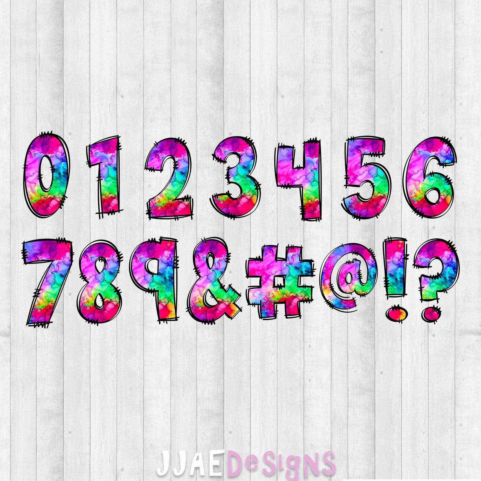 Rainbow Ink Watercolor PNG Letters, Doodle Sublimation Alphabet Bundle ...