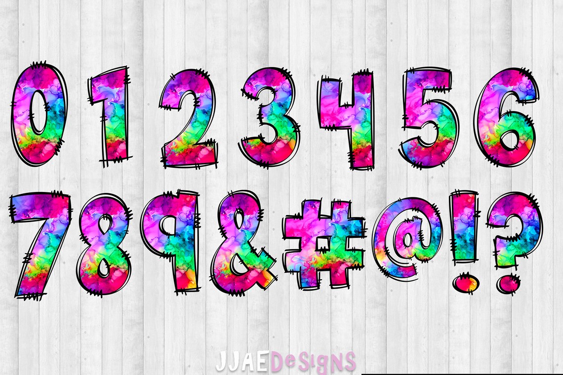 Rainbow Ink Watercolor PNG Letters Doodle Sublimation - Etsy