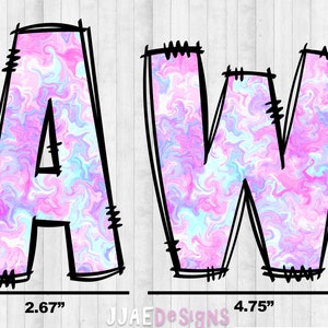 Pastel Doodle Font, Pink and Blue Doodle Alphabet Bundle, Swirl Doodle ...