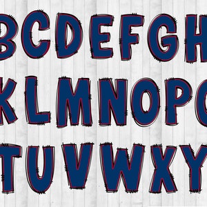 Red & Blue Doodle Alphabet PNG Letters, Doodle Letters PNG Letters ...