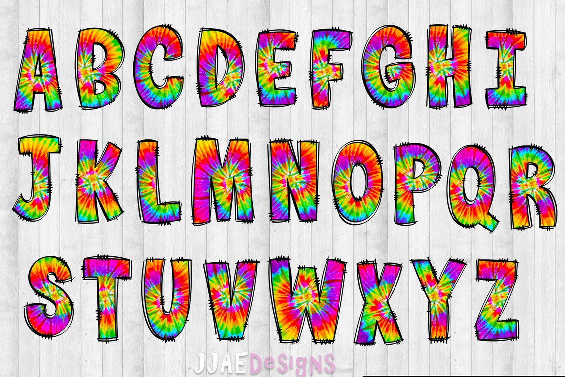 Tie Dye PNG Letters Sublimation Alphabet Bundle Bulletin - Etsy