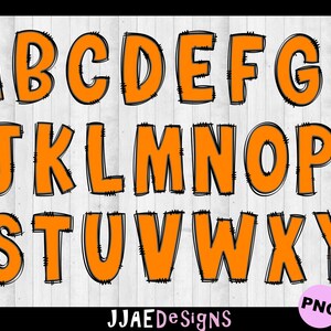 Orange & Grey Alphabet PNG Letters, Doodle Letters PNG Letters, Orange ...
