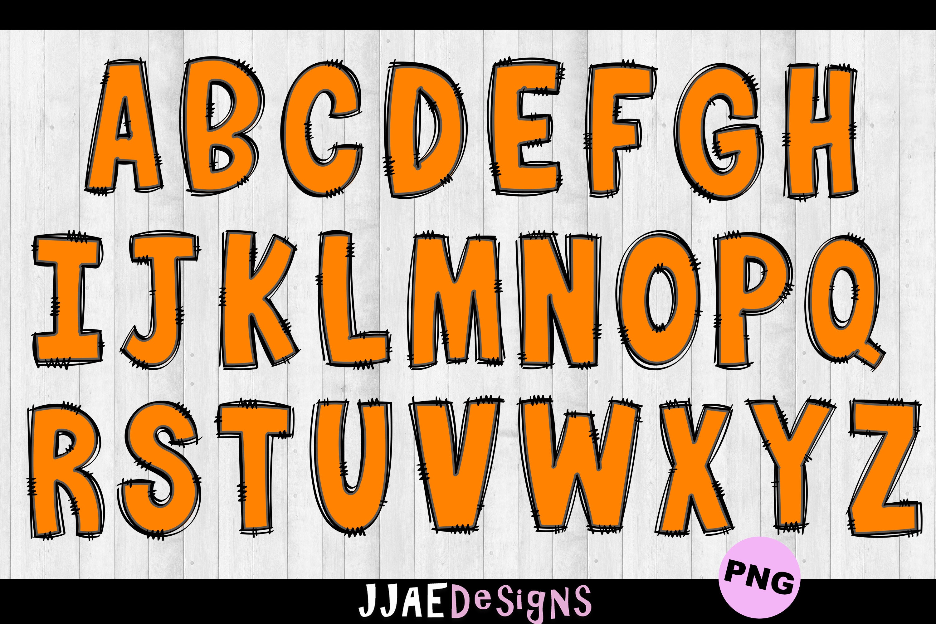 Orange & Grey Alphabet PNG Letters, Doodle Letters PNG Letters, Orange ...