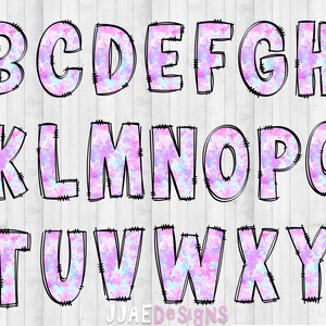 Pastel Doodle Font, Pink and Blue Doodle Alphabet Bundle, Swirl Doodle ...