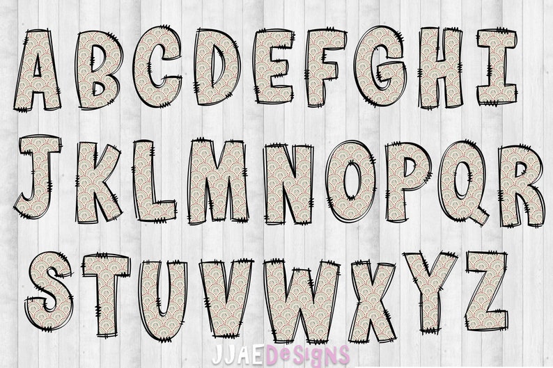 Christmas Alphabet PNG Letters Doodle Letters PNG Letters - Etsy