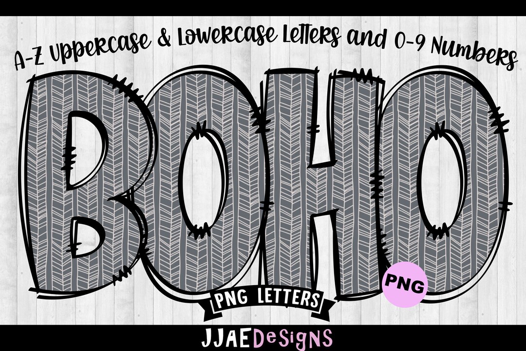 Boho Doodle Letters, Boho Doodle Sublimation Alphabet Bundle, Boho ...