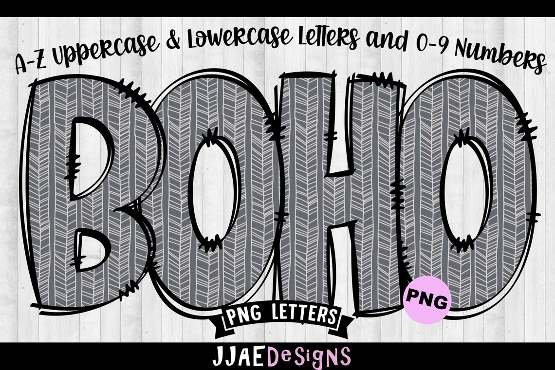 Boho Doodle Letters, Boho Doodle Sublimation Alphabet Bundle, Boho ...