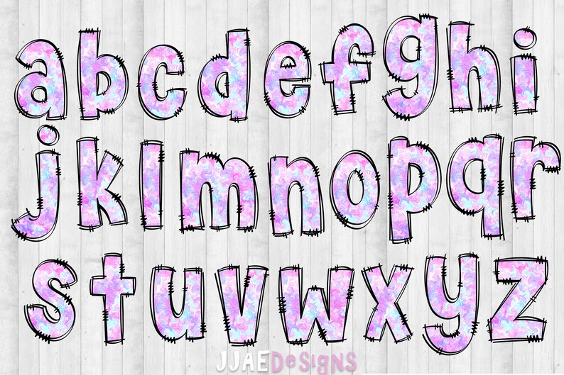 Pastel Doodle Font, Pink and Blue Doodle Alphabet Bundle, Swirl Doodle ...
