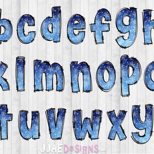 Christmas Alphabet PNG Letters, Winter Snowflake Doodle Letters PNG ...
