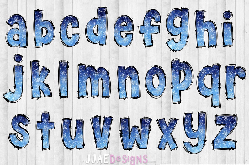 Christmas Alphabet PNG Letters Winter Snowflake Doodle - Etsy