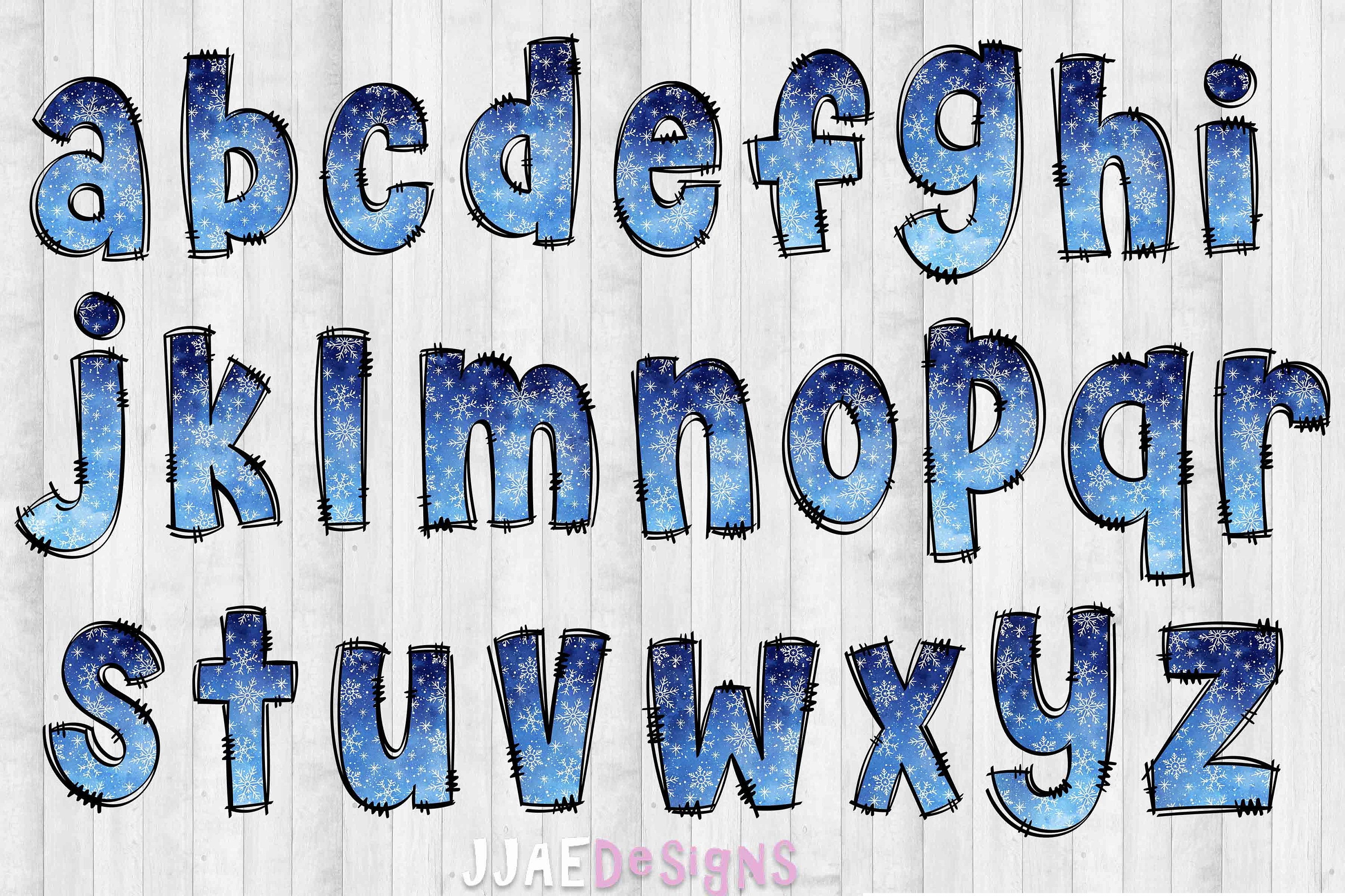 Christmas Alphabet PNG Letters Winter Snowflake Doodle - Etsy