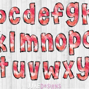 Valentine Watercolor Alphabet PNG Letters, Doodle Letters PNG Letters ...
