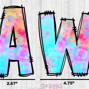 Watercolor PNG Letters, Doodle Sublimation Alphabet Bundle, Rainbow ...
