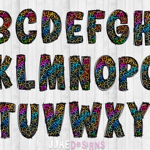 Leopard PNG Letters, Colorful Leopard Doodle Alphabet, PNG Doodle ...