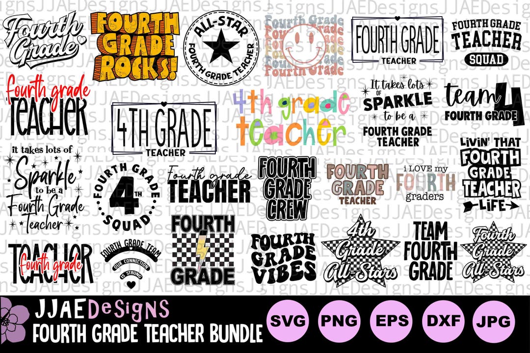 Fourth Grade Teacher Svg Bundle, 4th Grade Svg, 4th Grade Teacher Shirt ...