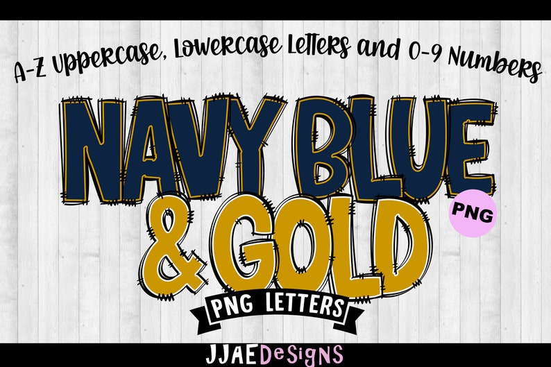 Navy Blue & Gold Alphabet PNG Letters Doodle Letters PNG - Etsy