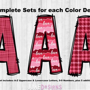 Valentine Doodle Letters, Hearts Alphabet Letters, Love PNG, Valentine ...