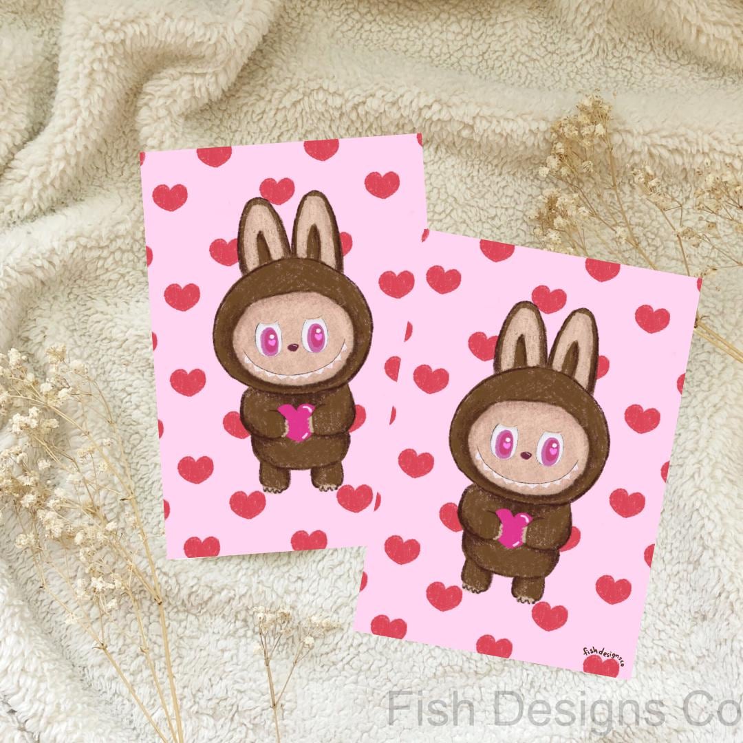 Labubu Valentines Heart Art Print 4x6 - Etsy