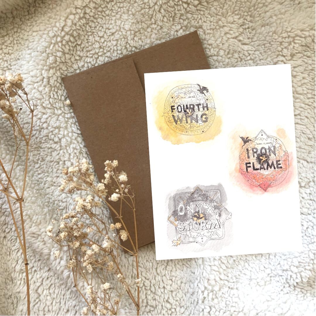 Fourth Wing Book Theme Watercolour Greeting Card Blank - Etsy