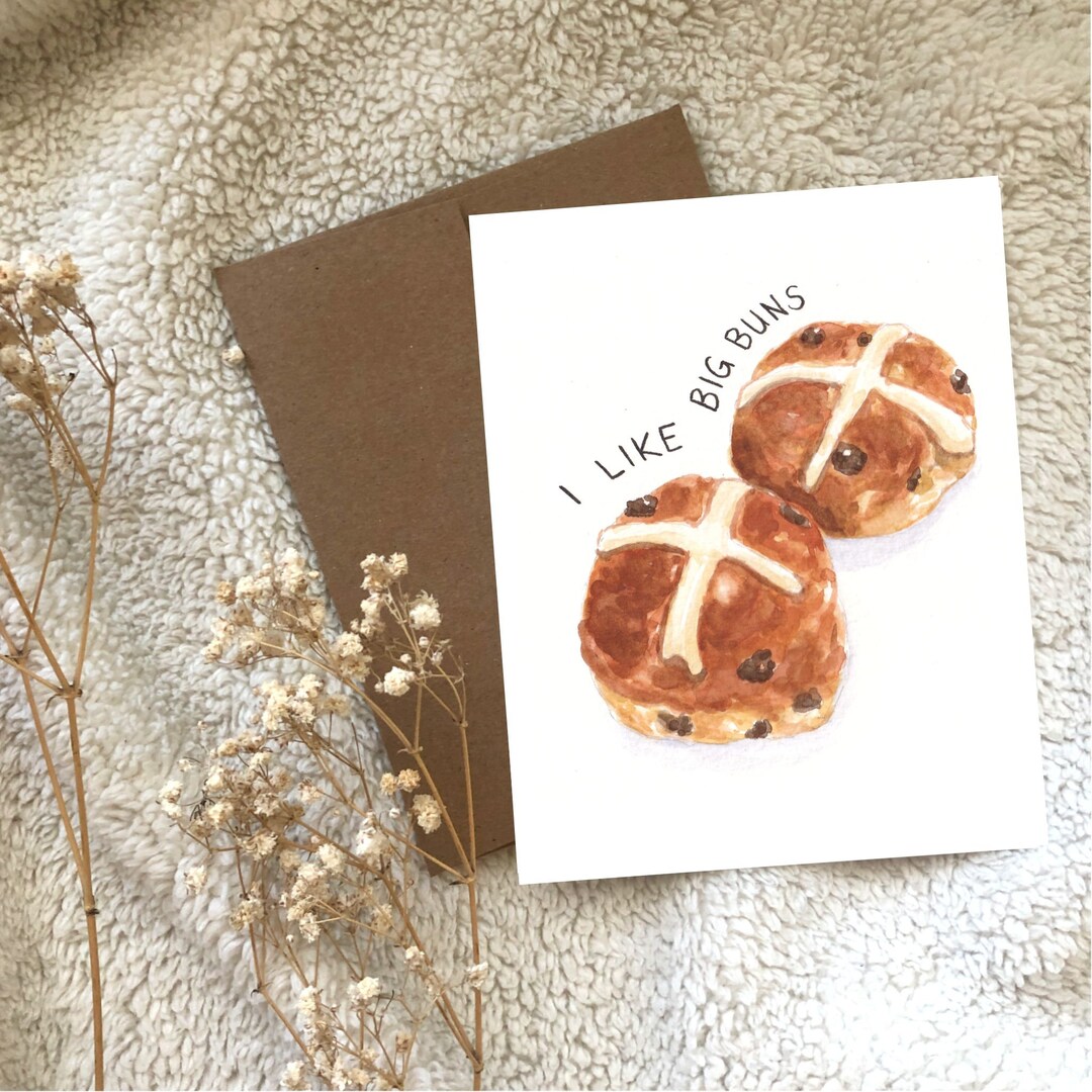 Hot Cross Buns Easter Watercolour Greeting Card Blank - Etsy