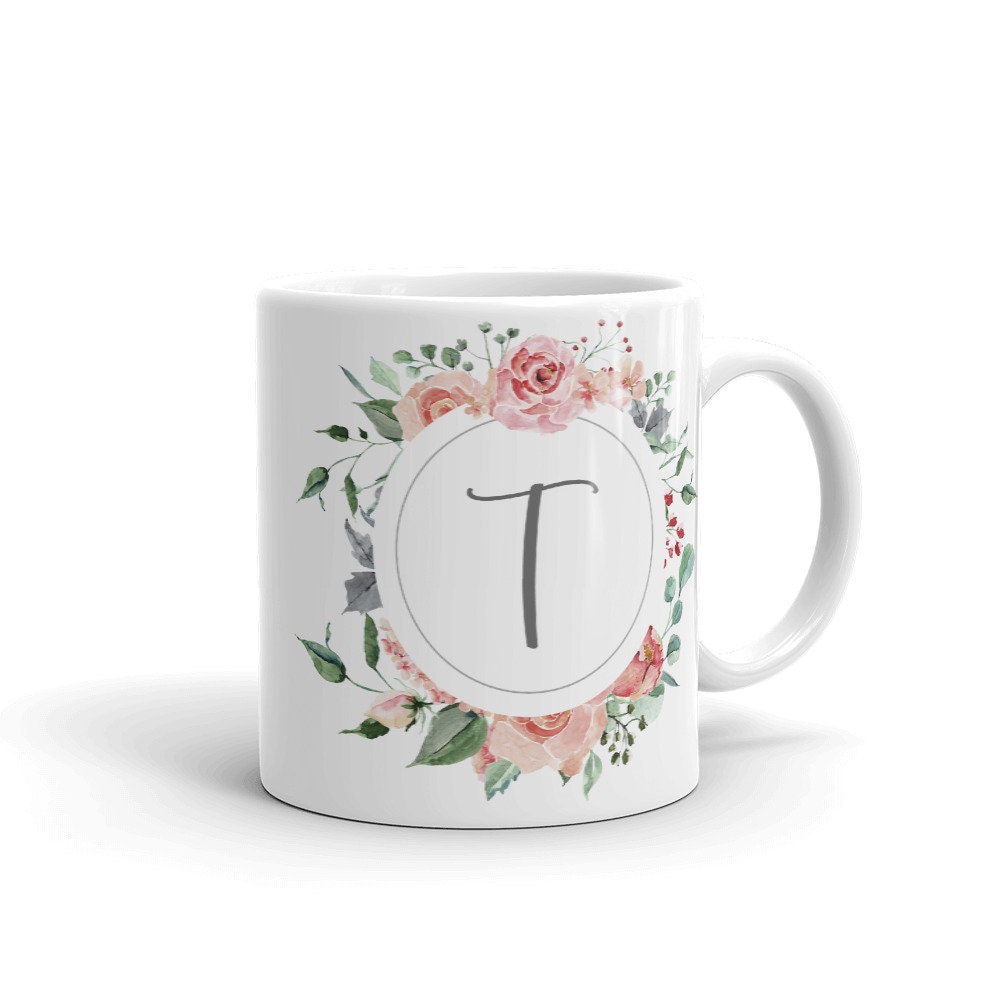 Monogrammed Mug Letter T Initial Mug Customized Gift - Etsy
