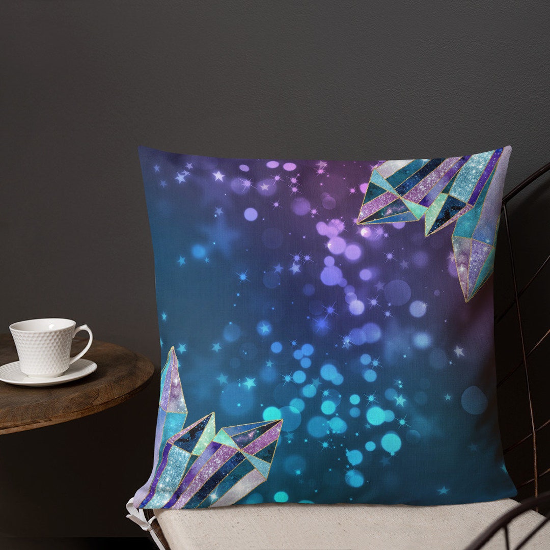 Cosmic Throw Pillow Premium Linen Fabric 18"x18" Crystal Throw Pillow ...