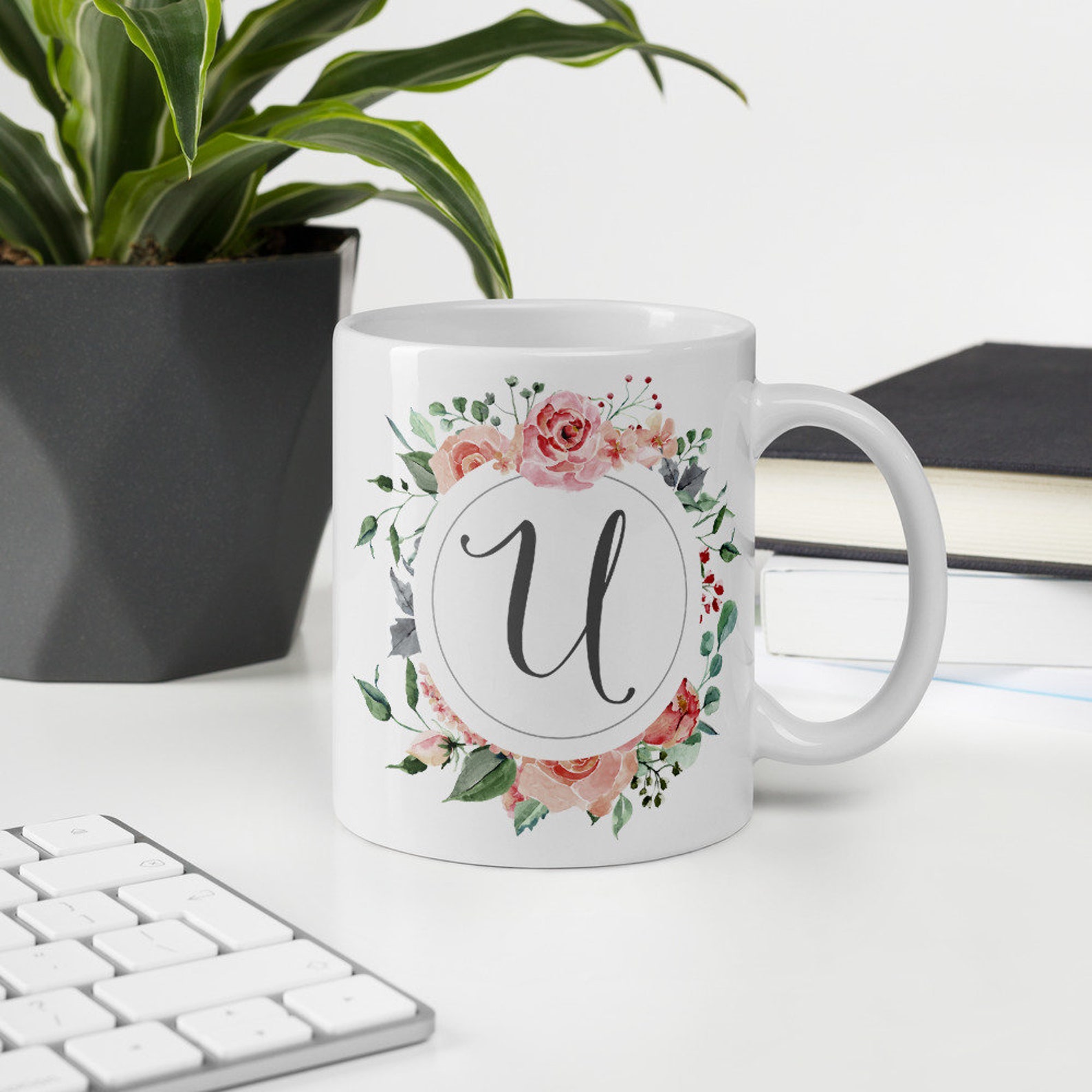 Personalized Mug Letter U Initial Mug Monogrammed Coffee Cup Customized ...