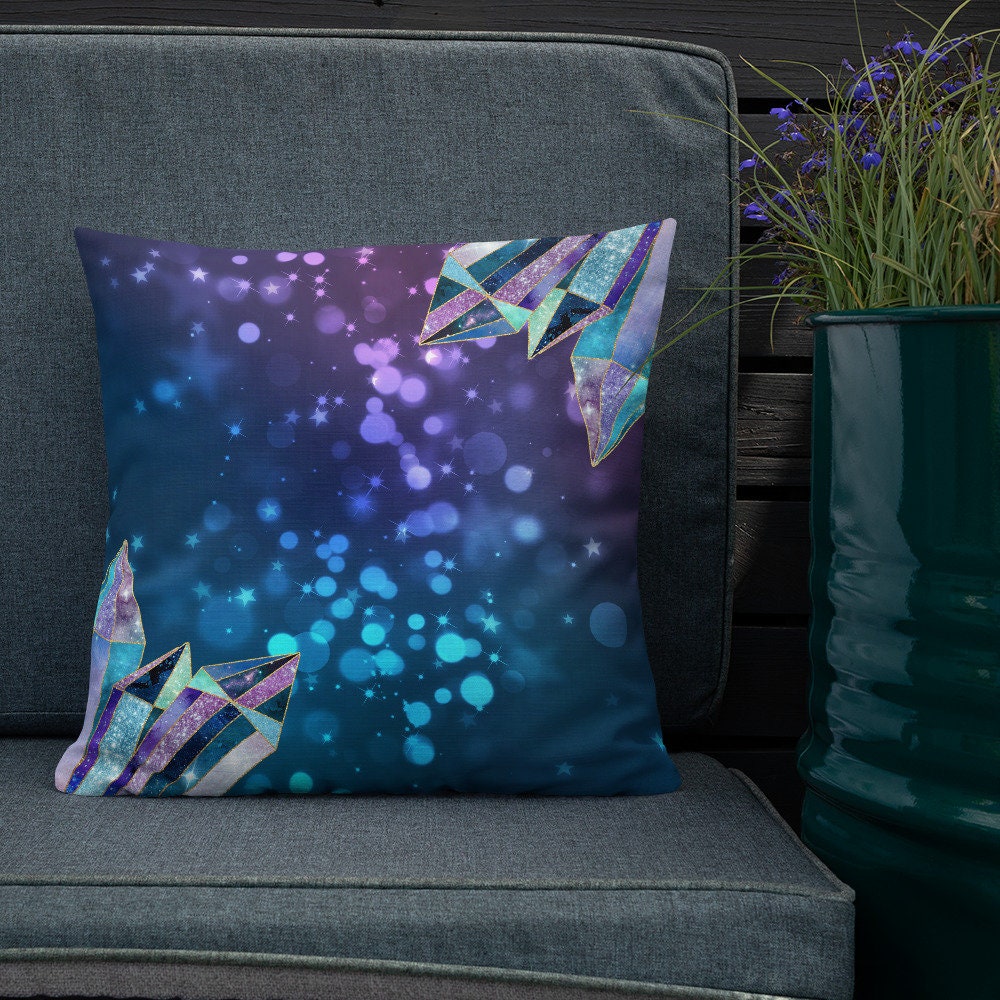 Cosmic Throw Pillow Premium Linen Fabric 18x18 Crystal Throw Pillow ...