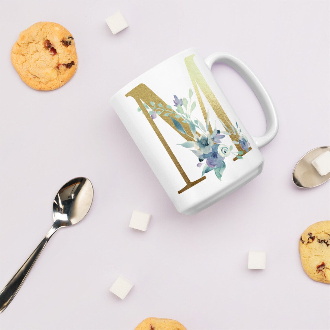 Monogrammed Mug Letter M Initial Mug Custom Coffee Cup Personalized Mug ...