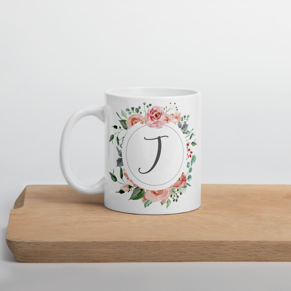 Monogrammed Cup Letter J Initial Mug Personalized Gift Customized ...