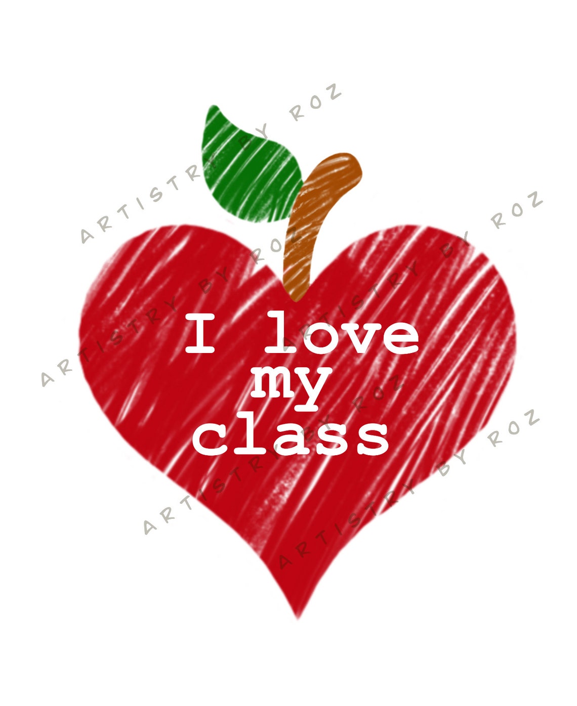 I Love My Class Apple Heart Digital Download - Etsy