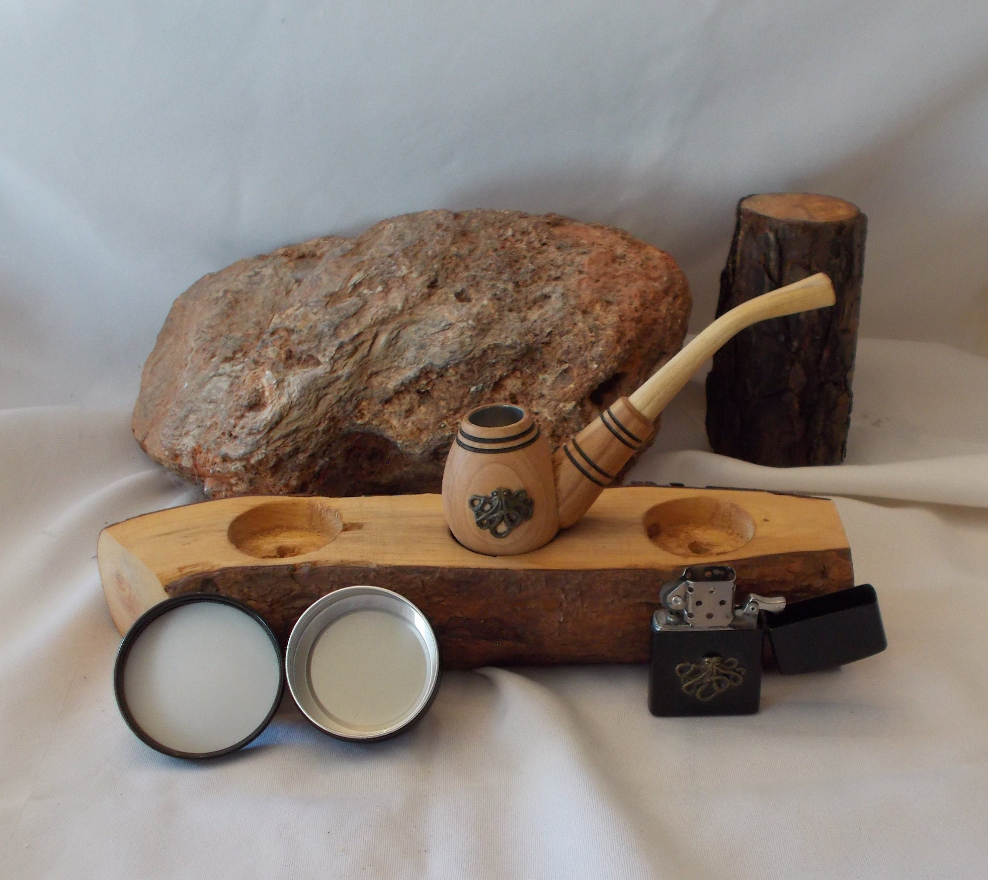 Wood Smoking Pipe Gift Set/ Octopus/ Kracken / Wooden Pipe Lighter ...