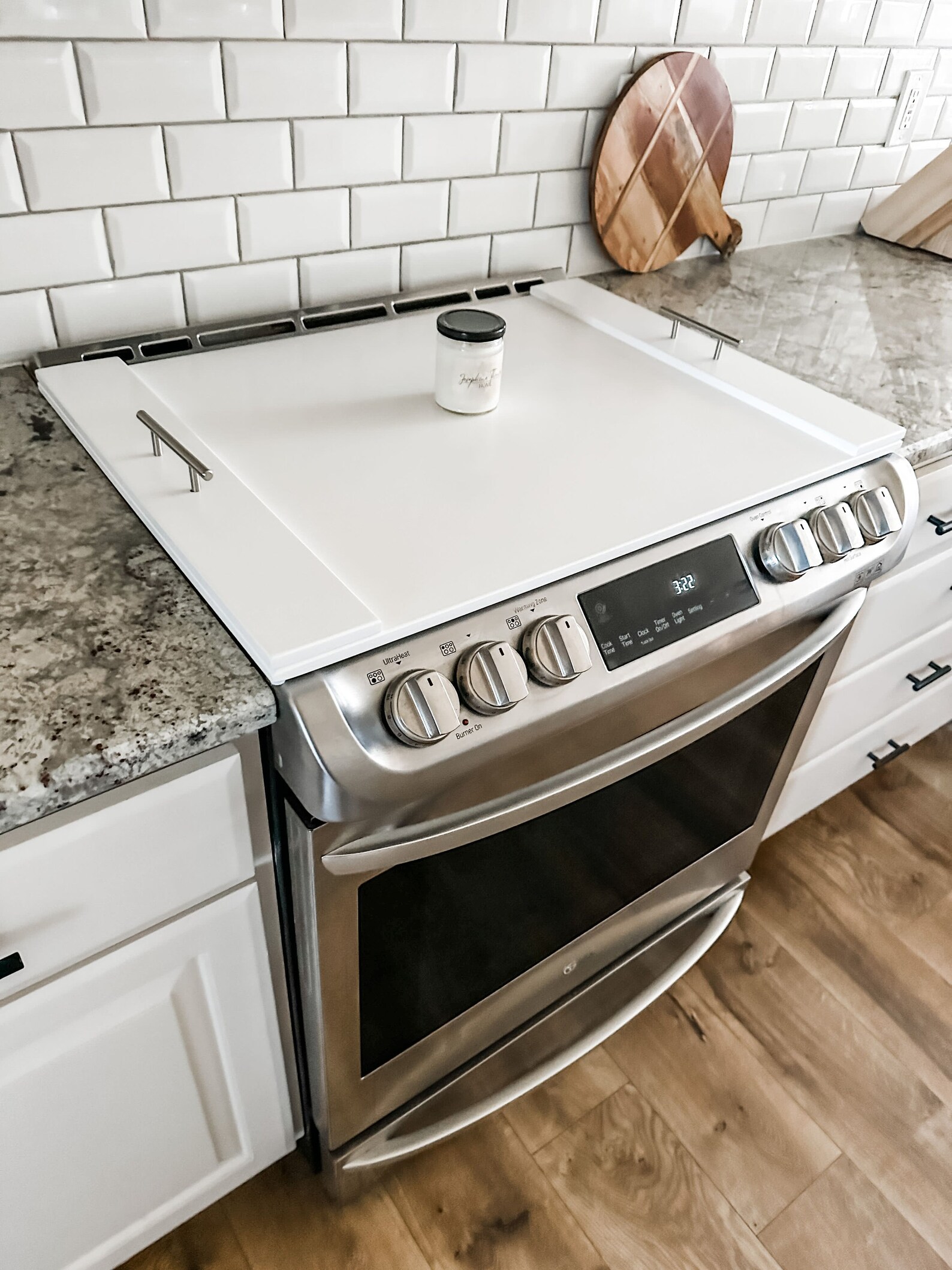 White Minimalist Stove Cover, Noodle Board, Gas Range, Cooktop, Burner ...