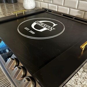 Engraved Black Minimalist Stove Cover, Noodle Board, Burner Cover ...