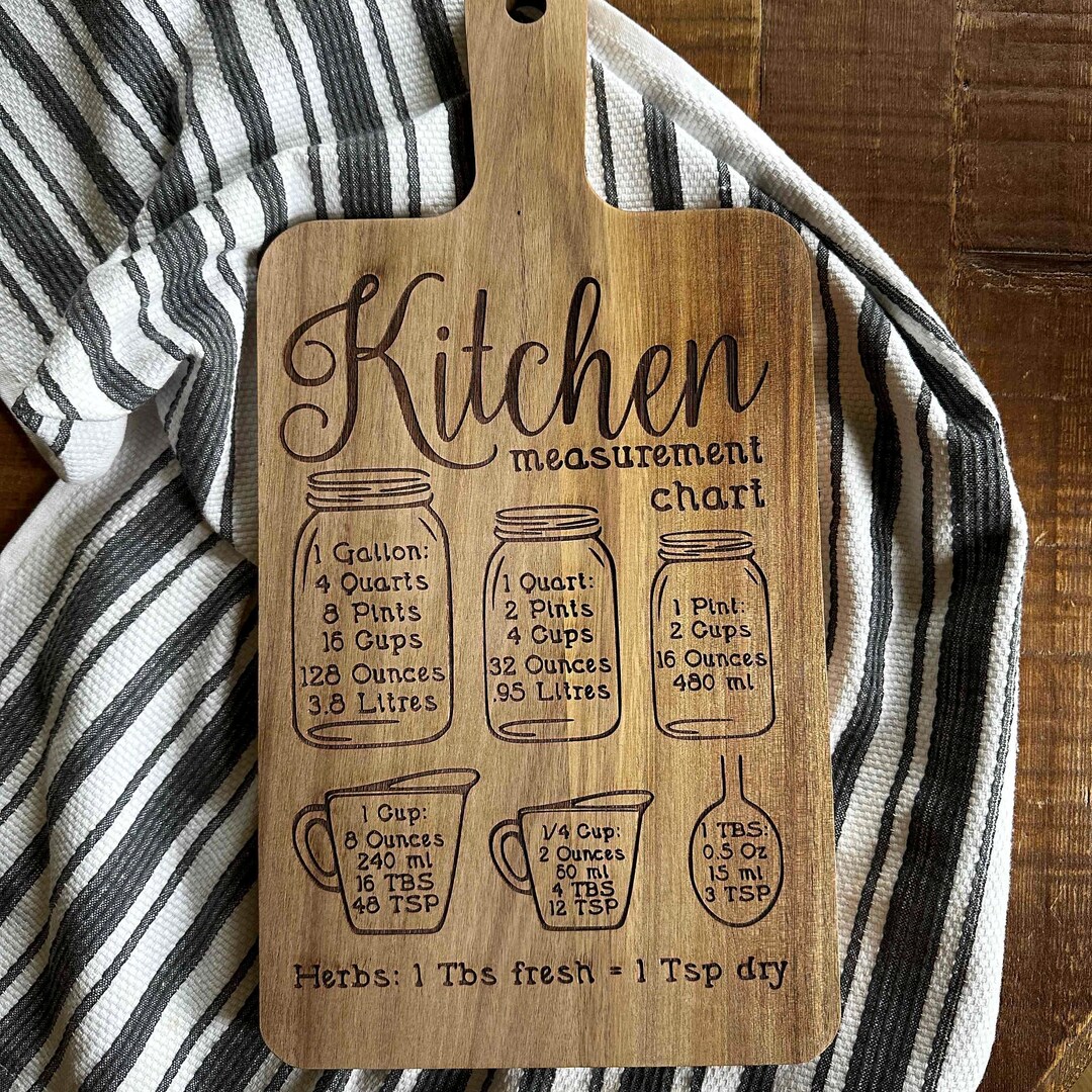 Personalized Engraved Cutting Board, Conversion Chart, Housewarming ...