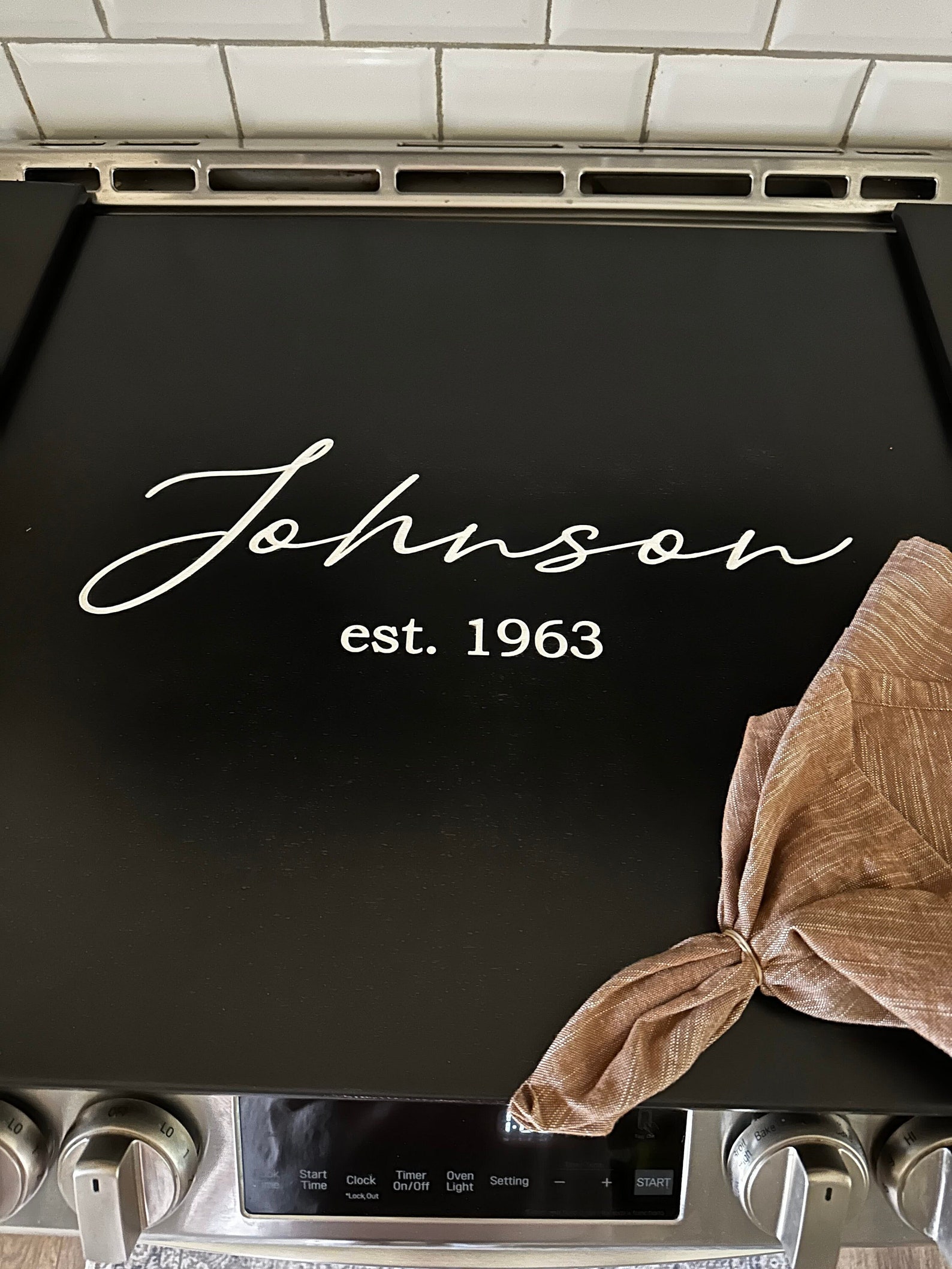 Engraved Black Minimalist Stove Cover, Noodle Board, Burner Cover ...