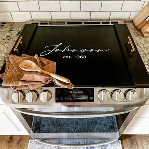 Engraved Black Minimalist Stove Cover, Noodle Board, Burner Cover ...