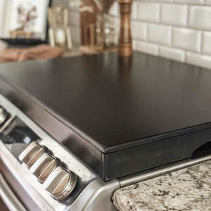 Sleek Black Minimalist Stove Cover, Noodle Board, Burner Cover, Cooktop ...