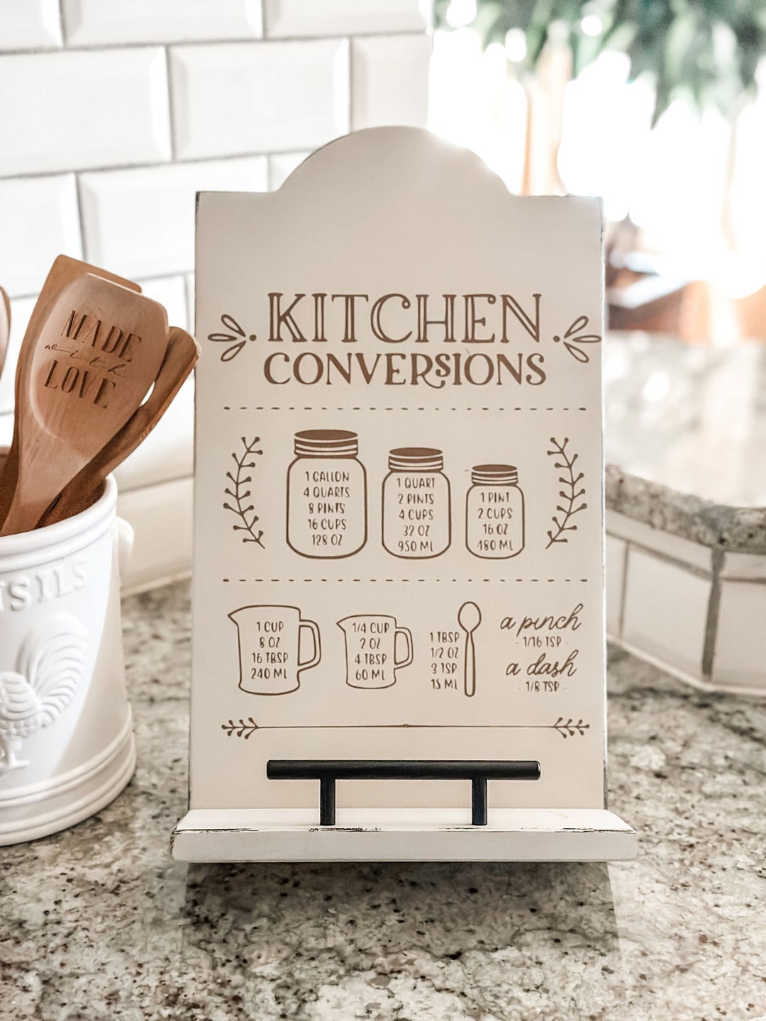 Kitchen Conversions Cookbook Stand, Laser Engraved, Cookbook Holder ...